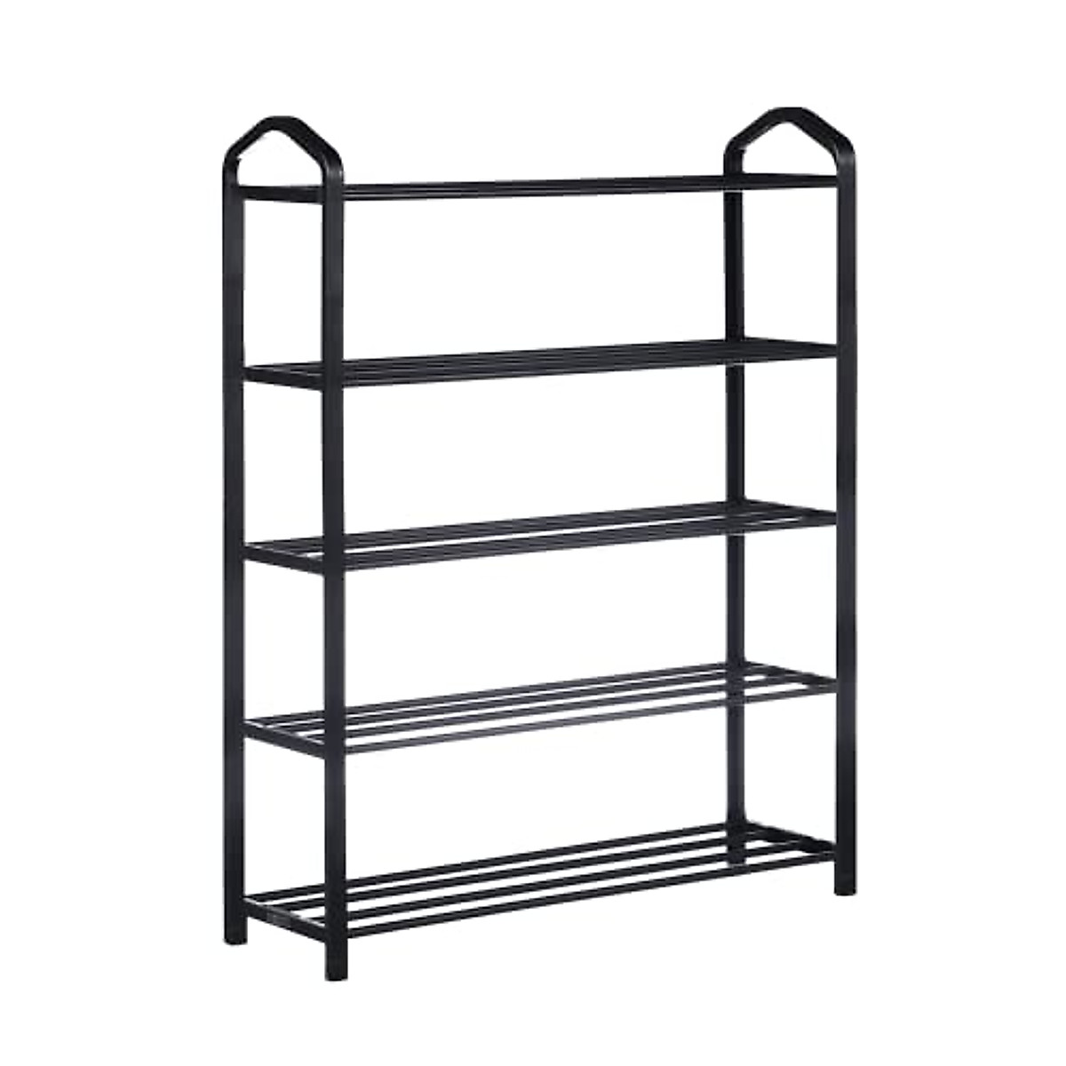 YSSOA 5-Tier Stackable Shoe Rack, 15-Pairs Sturdy Shoe Shelf Storage, Black Shoe Tower for Bedroom, Entryway, Hallway, and Closet, 1 Pack