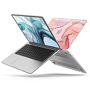 B BELK Compatible with MacBook Air 13 inch Case 2021 2020 2019 2018 M1 A2337 A2179 A1932 Touch ID Retina Display, Plastic Laptop Hard Shell Case + 2 Keyboard Cover + Screen Protector, Pink Marble