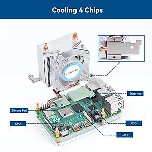 SunFounder Raspberry Pi Cooling Fan, Raspberry Pi Ice Tower Cooler, Cooling 4 Chips with RGB LED, Raspberry Pi Heatsink, Quiet Cooling Fan Radiator for Raspberry Pi 4 Model B 3B+