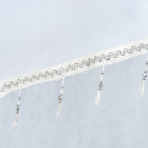 JAIJY Sheer Solid Country Curtain Drapes Window Treatment Valances Beaded Ascot Rod Pocket Curtains for Small Window Garden Living Room Home Bedroom Kitchen Cafe Farmhouse, 2 Panels, White