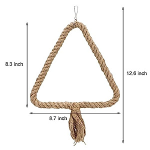 Bird Rope Swing Toy Parrot Climbing Perch Stand for Cockatiel Conure Cockatoo Parakeet Cage Hanging Decor (C: Triangle)