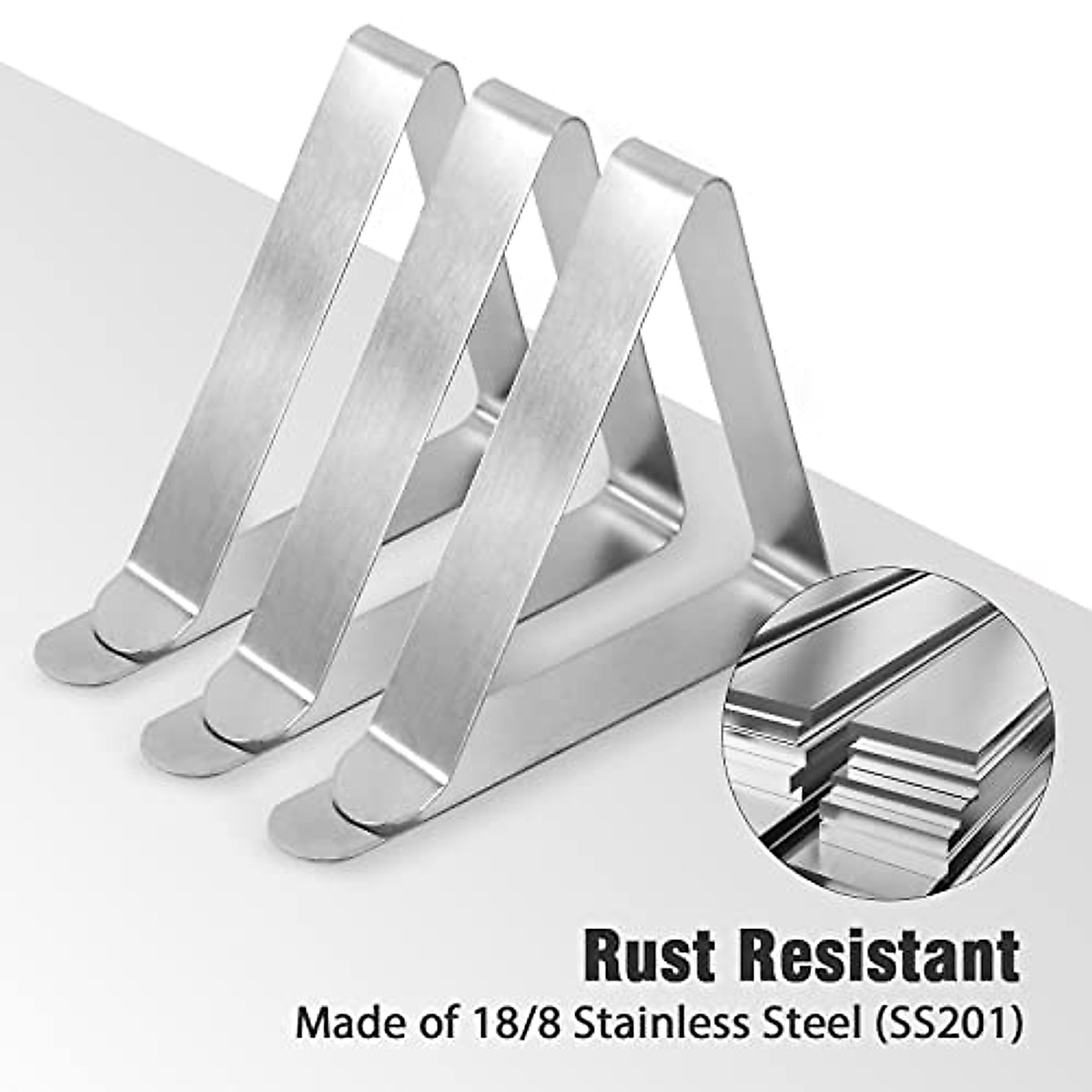 Tablecloth Clips, 24 Pack Stainless Steel Heavy Duty Picnic Table Cloth Clips, Outdoor Picnic Tables Cover Holders for Dining Restaurant Marquees Weddings Graduation Party, Thickness Below 1.4''