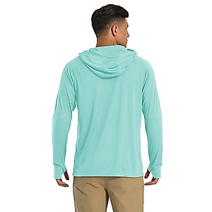 MAGCOMSEN Long Sleeve T Shirt Men UPF 50+ Quick Dry Fishing Shirts Workout Running Shirts Active Hiking Shirts Athletic T-Shirt Lake Blue