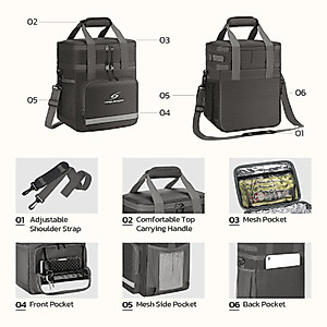 Women/Men,Reusable Lunch Box for Men,Insulated Lunch Cooler bag for Adults Kids,Collapsible Leakproof Lunch Tote Bag for Work Office School Picnic Beach-Medium,Grey