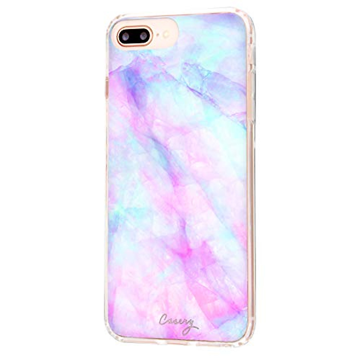 Casery Case Designed for The Apple iPhone, Iridescent Crystal (Exotic Marble) - Military Grade Protection - Drop Tested - Protective Slim Clear Case for Apple iPhone 8 Plus, iPhone 7/6/6s Plus