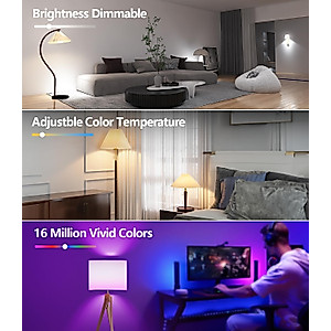 luckystyle Smart Light Bulbs, 9W A19 E26 800LM WiFi Bluetooth LED Bulbs Compatible with Alexa, Google Assistant & Home, 16 Million Colors Music Sync Color Changing Dimmable RGBWW Lights Bulb (4)