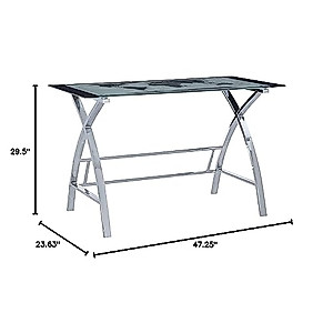 Powell World Map Printing Curved X-Sided Computer Desk, Chrome, 47-1/4" x 23-5/8" x 29-1/2" tall