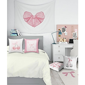 OGILRE Pink Coquette Preppy Bedding Throw Pillow Covers, Preppy Trendy Aesthetic Cute Room Decor Pillows Cases, Pink Bow Cherry Disco Ball Pillowcases for Teen Sofa Dorm Girls Bedroom, 18x18 Set of 2