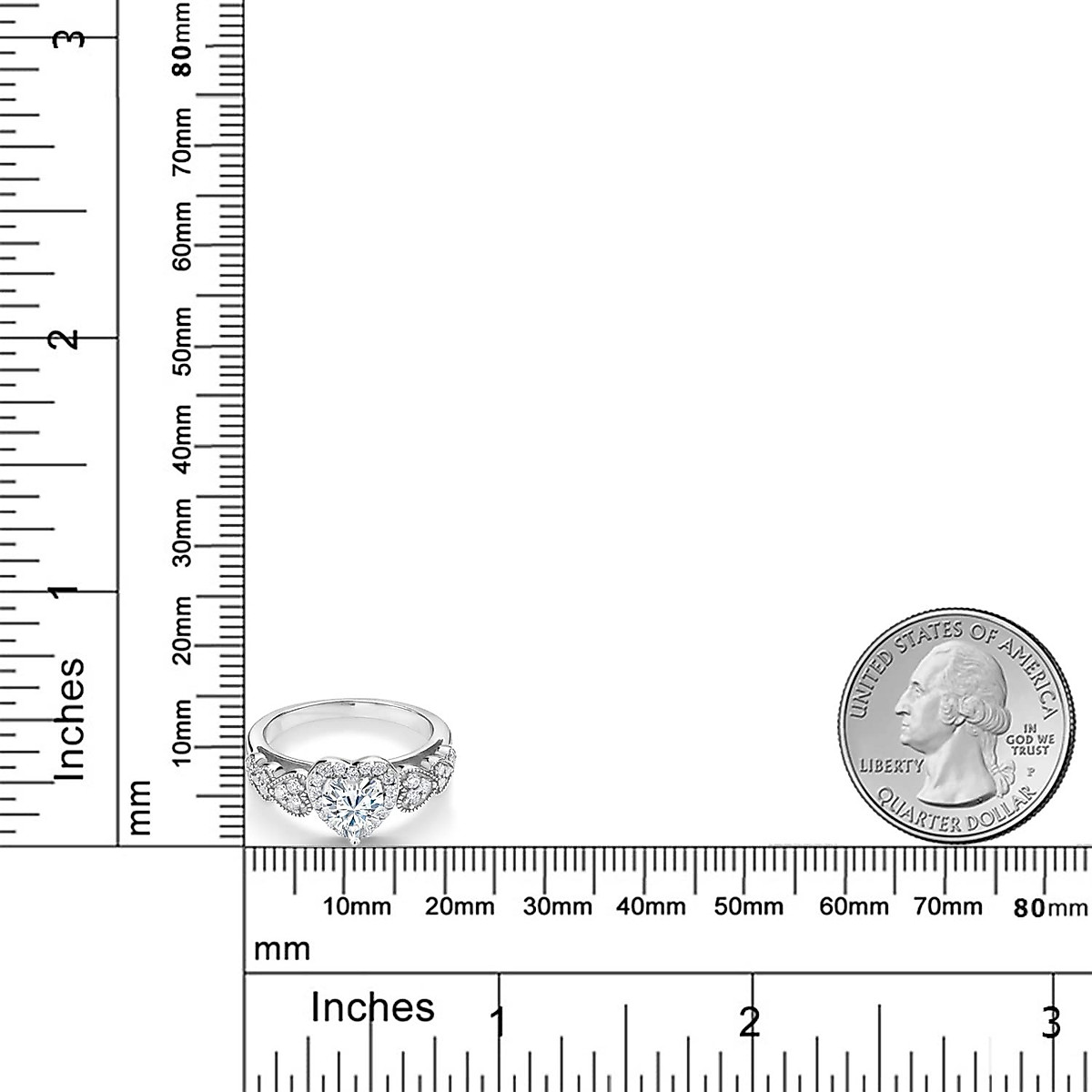 Gem Stone King 925 Sterling Silver White Moissanite Women Engagement Ring (0.98 Cttw, Heart Shape 6MM, Available In Size 5, 6, 7, 8, 9)