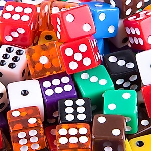 AUSTOR 100 Pieces 12mm Dices 6 Sided Game Dice Set Square Corner Dice with a Drawstring Pouch