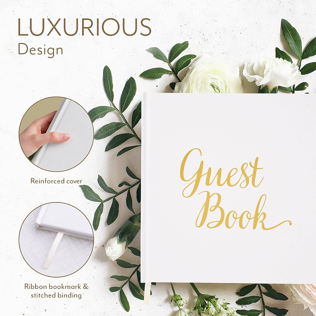 Your Perfect Day Wedding Guest Book - Elegant Guest Book Wedding Reception, Baby Shower Guest Book, Polaroid Guest Book for Wedding and Special Events, Wedding Guest Book Polaroid Pictures (White&Gold)