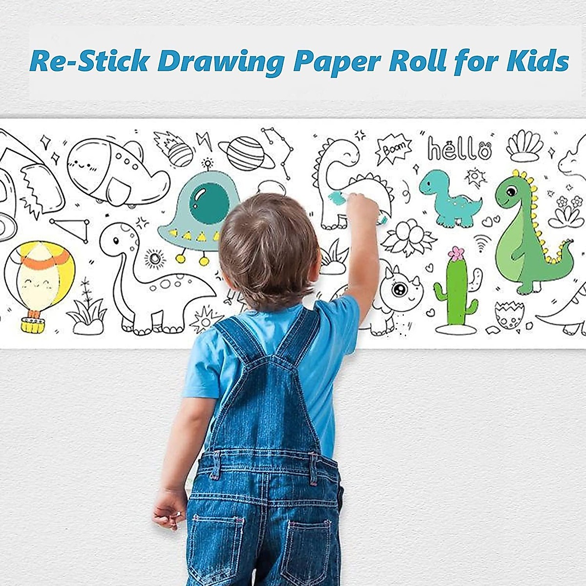 2pcs Children's Drawing Roll - Coloring Paper Roll for Kids, Drawing Paper Roll DIY Painting Drawing Color Filling Paper, 120 * 11.8 Inches(Dinosaur+Animal)