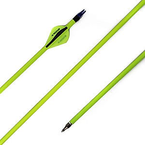 500 Spine Arrow 22.5 Inch Arrow Target Practice Arrow Hunting Arrow Carbon Arrows Compound Bow Recurve Bow Adult Youth Archery Indoor Outdoor Shooting Field Tip 12pc Yellow