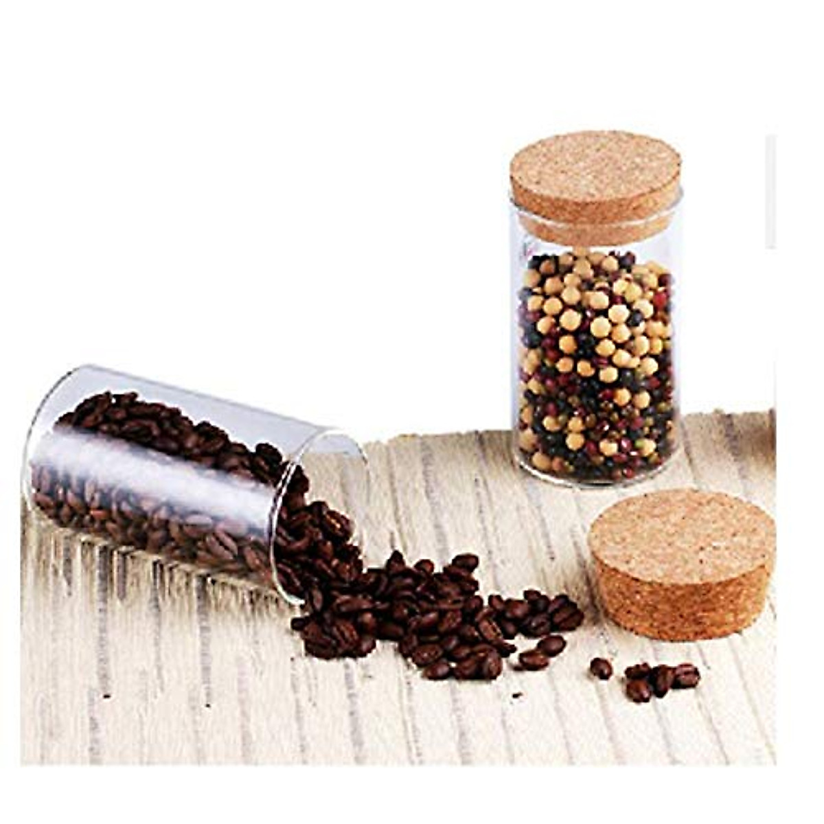 2Pcs 300ml/10oz Empty Clear Glass Bottles with Cork Stopper - Refillable Dry Food Goods Storage Container Vial Jars For Flower Tea Dry Fruit Nuts Candy Seasoning and Other Small Items