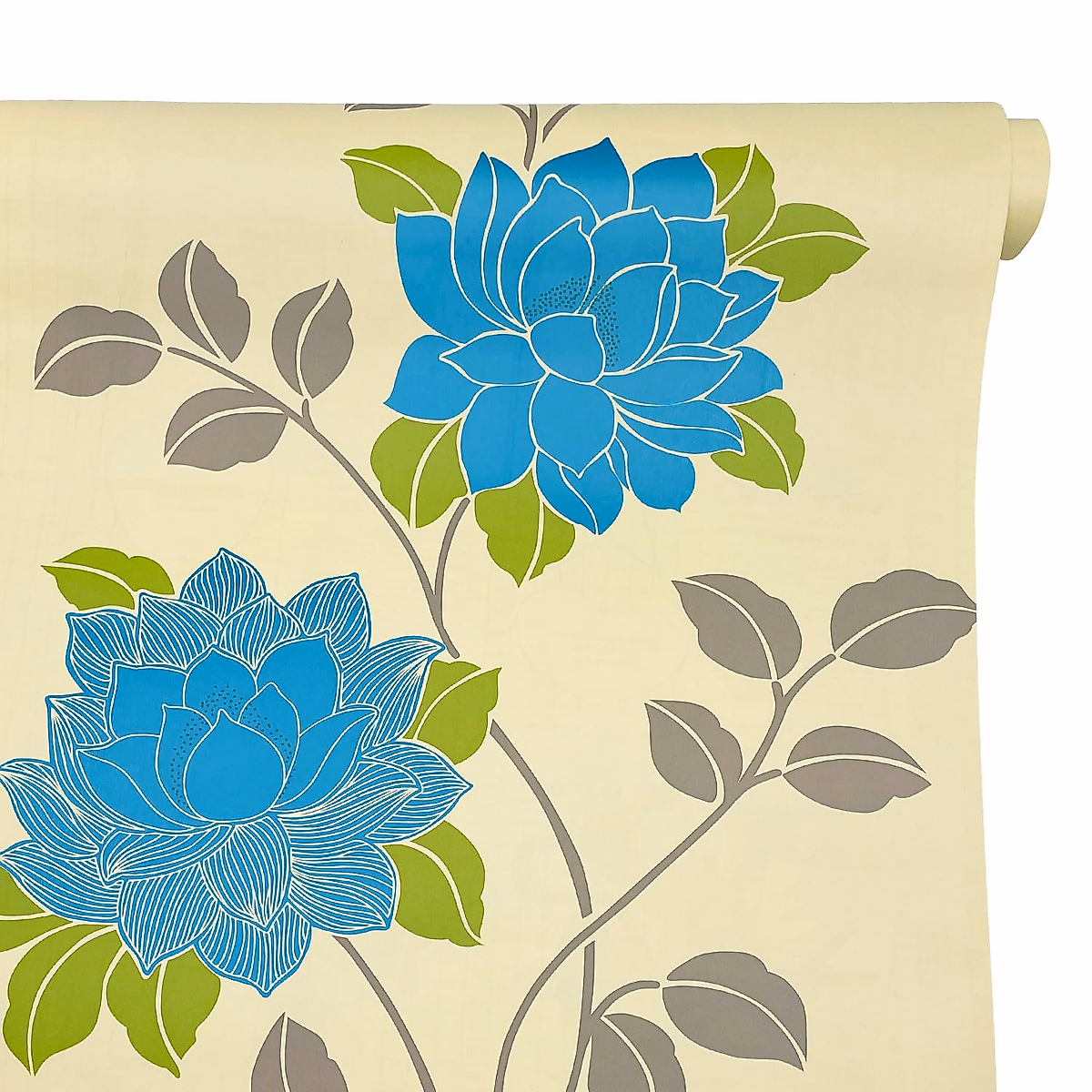 Yifely Large Blue Peony Shelf Liner Self-Adhesive Dresser Drawer Covering PVC Paper Refresh School Study Desk 17.8 Inch by 9.8 Feet