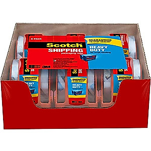 Scotch Tape Heavy Duty Shipping Packaging Tape, 1.88 Inches x 800 Inches, 1.5" Core, Clear, Great for Packing, Shipping & Moving, Rolls with Dispenser (142-6) (2 Pack), 12 Rolls (548415484564864)