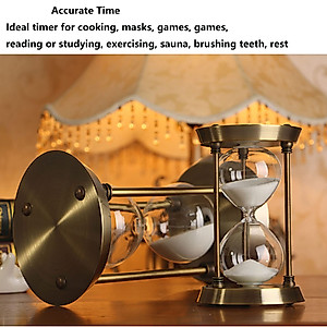 Hourglass Sand Timer 15/30/60 Minutes, Sand Clock Sand Watch, Metal Sandglass Timer with White Sand for Christmas Gifts Wedding Home Desk Office Classroom Decor,Gold 60min