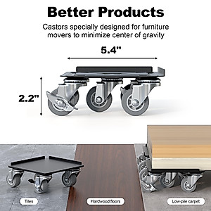 IURRDOP Furniture Lift Mover Tool Set, Furniture Dolly with 5 Moving Wheels for Heavy Objects, 360 Degree Swivel Carts, Heavy Duty Furniture Mover for Appliances, Refrigerator, Sofa, Max Up for 3000LB