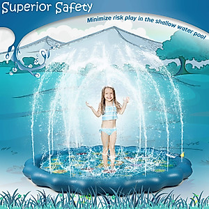 Winique Splash Pad, Sprinkler for Kids, Wading Pool for Toddlers, 68" Inflatable Outdoor Summer Toys for Babies, Gifts for 3 4 5 6 7 8 9 Year Old Boys Girls (Blue)