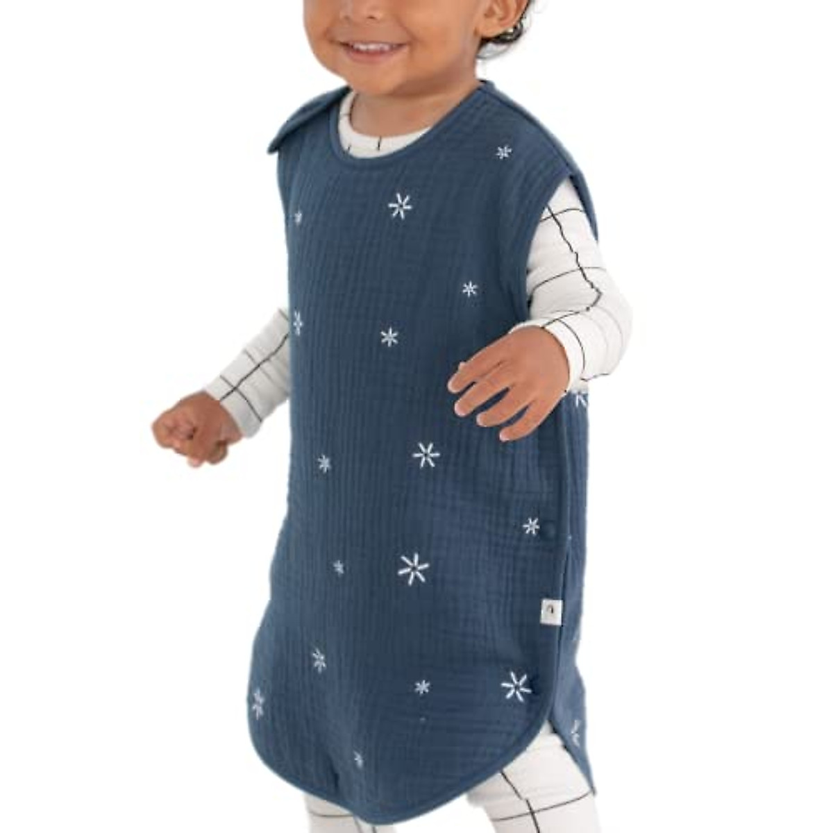 Konny Baby Sleep Sack - Wearable Blanket Sleeping Vest | 6-Layer Cotton Gauze Newborn Essentials Cloths | TOG 1.0 | 6 Months - 5T | (Navy Sparkle, Medium)
