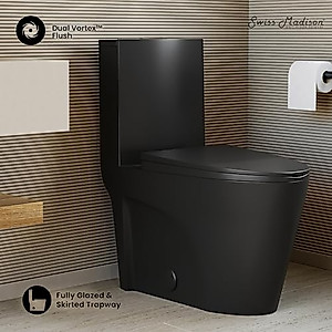 St. Tropez One-Piece Elongated Toilet Vortex Dual-Flush in Matte Black 1.1/1.6 gpf