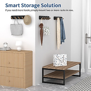 Temste 3 Pack Wall Mounted Coat Rack, Floating Rack with Retractable Hooks, Door Wall Coat Rack Plastic Space Saving Wall Hangers Hook Rail for Entryway Bathroom Hat Towel,Black