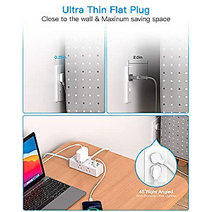 Flat Plug Power Strip, 5Ft Ultra Thin Flat Extension Cord with Multiple Outlets - 6 Outlet 3 USB Ports (1 USB C), Desktop Power Strip with No Surge Protection, Cruise Ship, Dorm Room Travel Essentials