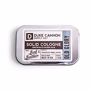 Duke Cannon Solid Cologne - Old Glory Premium Concentrated Cologne Balm, Fresh Tobacco, Amber, and Leather Scent, 1.5 oz. Travel Tin