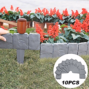 WUSIO Imitation Stone Hammer Installation Landscape Path Decorative Garden Lawn Edging Border Garden Plant Fence Outdoor Hedge Border(10PCS,Grey)
