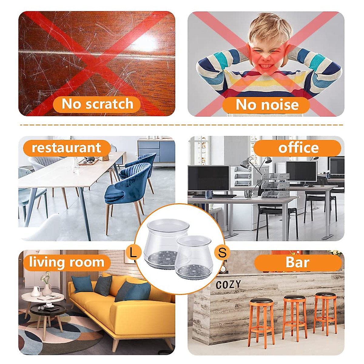 32pcs Chair Leg Floor Protectors,Bar stools Leg Protectors Caps,Dining Room Table Chair Leg Protectors for Hardwood Floors, Chair Leg Covers Silicone Felt Furniture Pads (Small fit: 0.9'' - 1.29'')