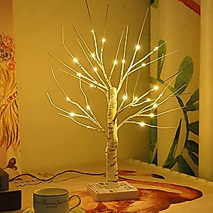 LED Lights Birch Tree, 2 Pack Branch Tree Lamp Christmas Decor, 24" Lighted Tree Light, USB/Battery Tabletop Tree Light with Timer Battery Powered for Home Festival Wedding Easter Decorations