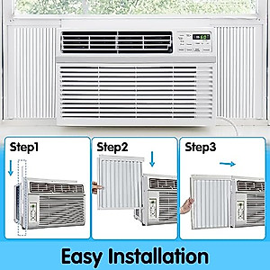 Air Jade Window Air Conditioner Side Panels with Frame, Window AC Side Panel Set for 5,000 Btu Units, Room Air Conditioner Accordion Filler Curtain Replacement Kit