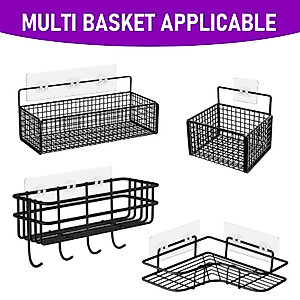Qianyu 14 Pack Clear Shower Caddy Strong Adhesive Replacement Stickers Waterproof No Drilling Hooks Corner for Shelf Basket Kitchen Racks Bathroom Wall Hanging Shelves Storage Room Soap Holder