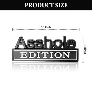 Asshole Edition Custom Car Emblem,3D Heavy Metal Car Badges Car Decals with Strong Car Emblem Adhesive,One of The Best Automotive Exterior Accessories Decoration (Black/White)