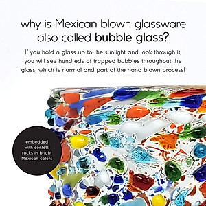 MexHandcraft Confetti Rocks 8 oz DOF Rocks Glasses, set of 6, Mexican Handmade Multicolor Glassware, Recycled Glass, Lead & Toxin Free (DOF Rocks)