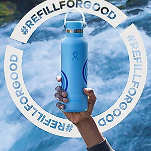 HYDRO FLASK - Water Bottle 621 ml (21 oz) - Refill For Good Edition - Stainless Steel & Vacuum Insulated - Standard Mouth with Leak Proof Flex Cap - Wave