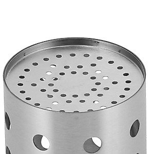 Tomotato Stainless Steel Utensil Holder, 6.3" Kitchen Utensil Holder Caddy Silverware Drying Rack Utensil Drainer Countertop Utensil Storage Organizer Cutlery Holder, 3.9" Diameter