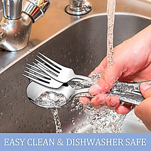 LIANYU Serving Utensils, Stainless Steel Serving Spoons Set of 8, Include 2 Serving Spoons, 2 Slotted Spoons, 2 Serving Forks, 2 Metal Tongs for Kitchen Buffet Party Banquet Entertaining