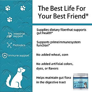 Probiotics & Enzymes Chews with Papaya | Pumpkin | Krill oi for Dogs & Cats Gut Health | No Poop Odor | Constipation | Diarrhea | Relieve Anal Gland Relief | Digestive | Immune - Vet Approved
