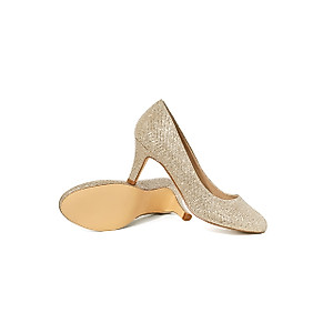 BABEYOND Pumps Shoes for Women - Closed Toe Low Heel Dress Pumps Versatile Latin Salsa Ballroom Dance Shoes for Party Wedding Champagne