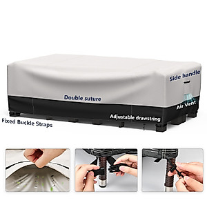 Niminex Patio Furniture Covers Waterproof ,600D Heavy Duty Tear Resistant Outdoor Table Cover,Wind & Snow Resistant Outdoor Furniture Cover,Patio Table Cover For Table And Chair Sets-107 X 81 X 28 In