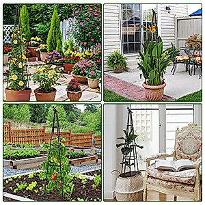 MYard 2 Pack Garden Obelisk Trellis for Climbing Plants Outdoor, 6.5FT Tall Rustproof Metal Plant Support Trellis, Garden Tower Trellis for Potted Plants Flowers Vines Vegetable Indoor Outdoor