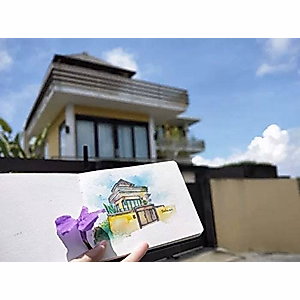 BAOHONG Academy' Watercolor Journal, PU Leather Cover, 24 Sheets Sized 6.2" x 9.4", Cold Press Academy Grade Watercolor Paper, 100% Cotton 140 lb (300 GSM), Travel Art Journal