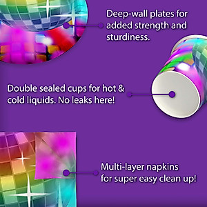 Disco Birthday Party Supplies Set Plates Napkins Cups Tableware Kit for 16