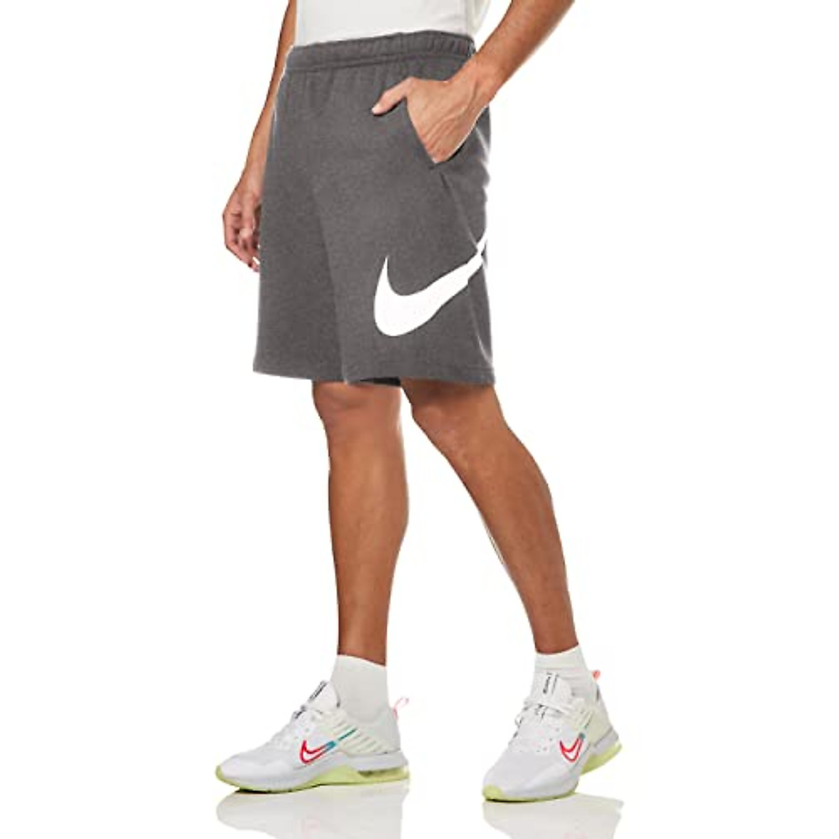 Nike Men's Sportswear Club Short Basketball Graphic, Charcoal Heathr/White/White, Medium