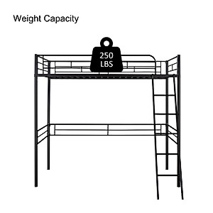 Lifeand Sturdy Twin Size Metal Loft Bed with Built-in Ladder and Guardrails for Space-Saving Solution in Kids' and Teens' Rooms,Black