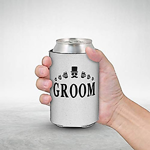 Shop4Ever Groom and Groom’s Drinking Team Member Can Coolie ~ Wedding Bachelor Party Beer Can Sleeve Coolers ~ (Member, Blk, 13 Pk)