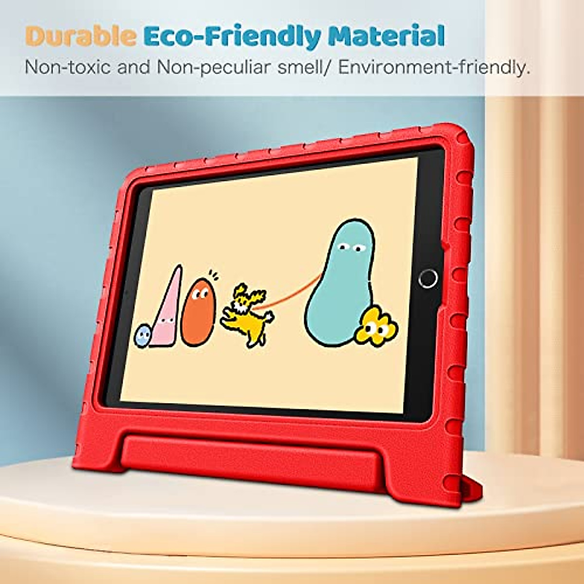 Fintie Kids Case for iPad 9th / 8th / 7th Generation (2021/2020 / 2019) 10.2 Inch - Shockproof Light Weight Handle Stand Case, Also Fit iPad Air 3 10.5" (2019) / Pro 10.5" (2017), Red