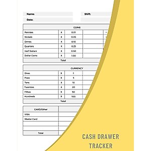 Cash Drawer Tracker: A Logbook To Keep Track Your Total Cash On Hand And Coins That Make Up That Amount - Cash Counting Sheet Record Book