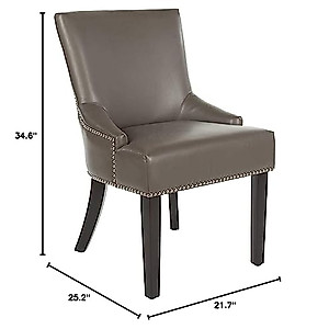 Safavieh Mercer Collection Christine Cream Leather Nailhead Dining Chair, Set of 2